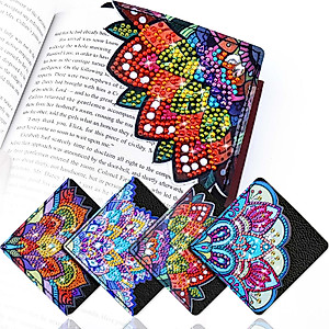 BSRESIN Diamond Art Bookmarks, 4 PCS Cute Diamond Art Bookmarks for Book Lovers, DIY Corner Bookmark Diamond Art Kits for Kids