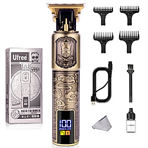 Ufree Beard Hair Trimmer for Men Professional, Grooming Cutting Kit, Mustache T Blade Liners Trimmer Electric Shavers, Cordless Zero Gapped Edgers Clippers Barber Supplies, Gifts for Men