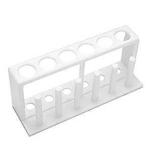 Hilitand Test Tube Rack, 6 Holes 6 Slots Plastic Test Tube Holder Storage Stand for Drying Less Than 25mm Tubes White