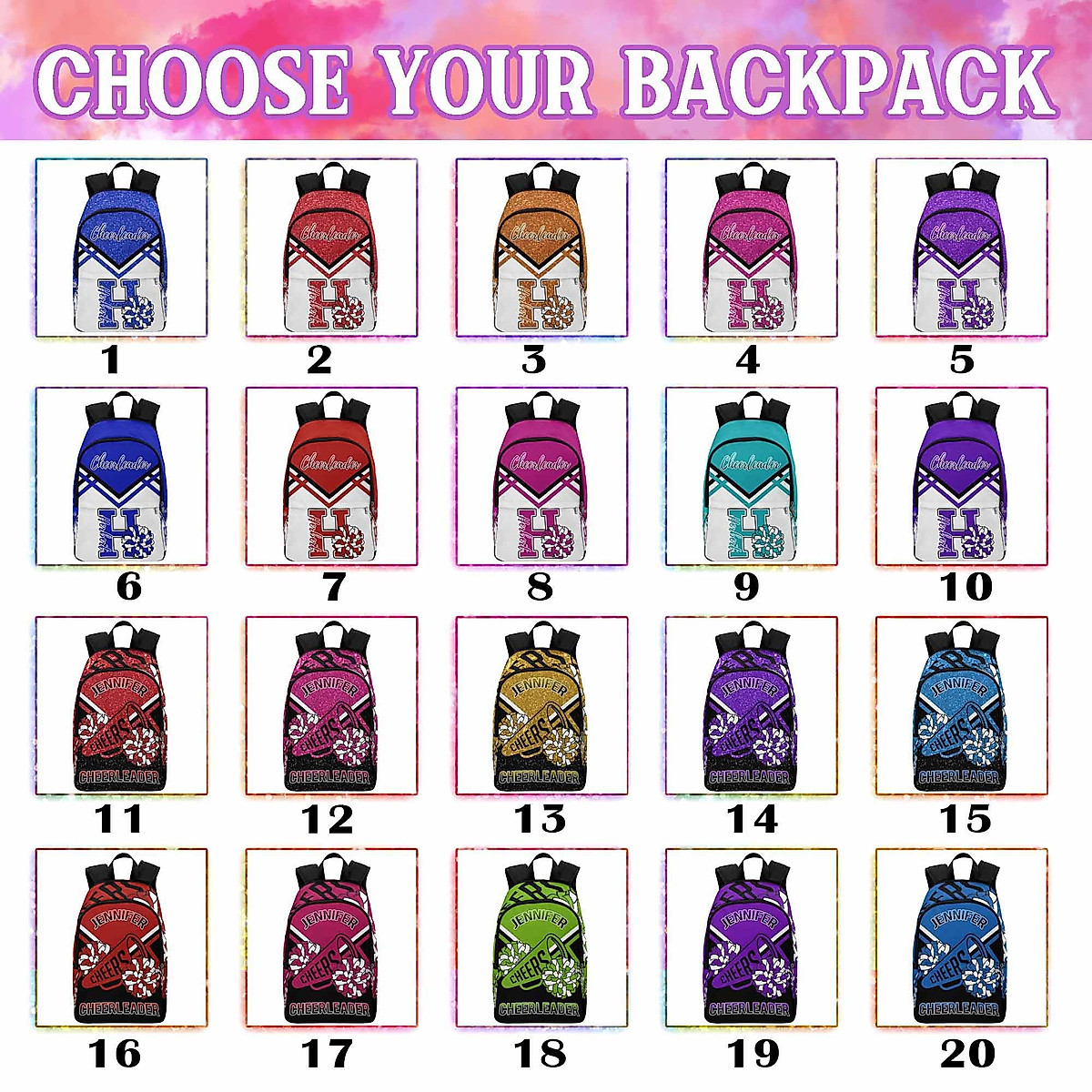 MyPupSocks Personalized Waterproof Elementary Backpack Personalized School Bags Cheerleaders for Teens with Name Text Customize School Bag Backpack