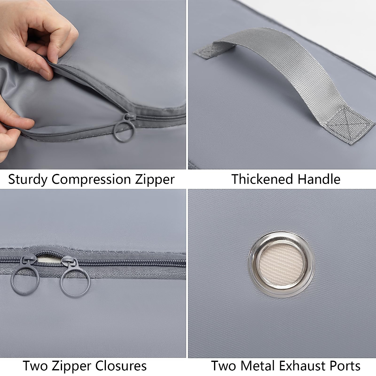 HAIKYPO 4 Pack Compression Bags for Storage,Ultra Space Saving Self Compression Organizer Bags,Sweater Organizer for Closet,Clothes Storage Bag (Gray,Large)