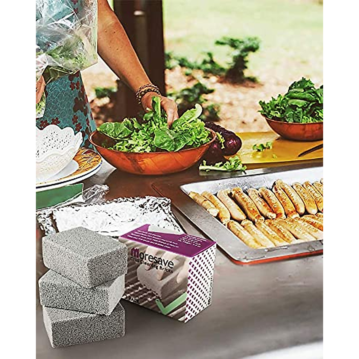 Safe Blackstone Griddle Scraper Cleaning Brick Block Kit - 3 Pack Ecological Clean Stone Magic Cleaner for Grill, Removing Stains BBQ,Pool,Racks,Baking Steel,Oven,Flat Top Cookers,Utensils,Toilet