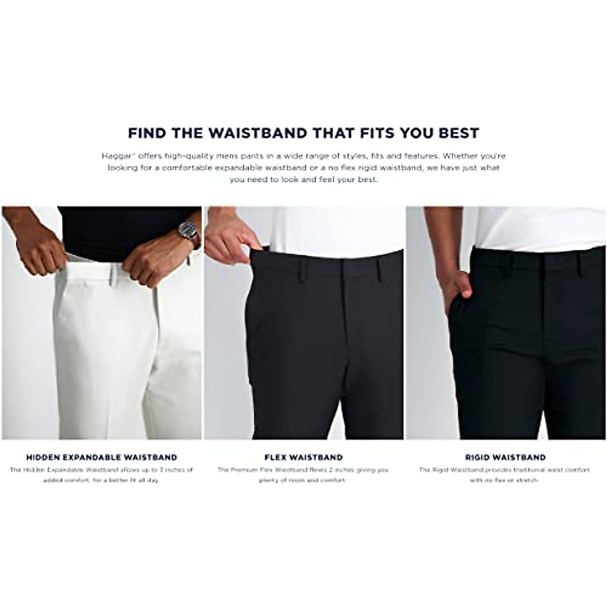 Haggar mens Eclo Stria Expandable-waist Plain-front dress pants, Med Grey, 38W x 32L US