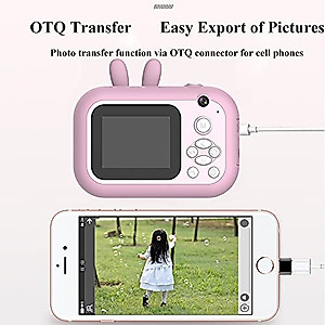 Zeerkeer Instant Print Camera for Kids 1080P HD Children Selfie Video Digital Camera with 2.4'' IPS Screen and 32GB TF Card for 3-12 Years Boys Girls Gift (Pink)