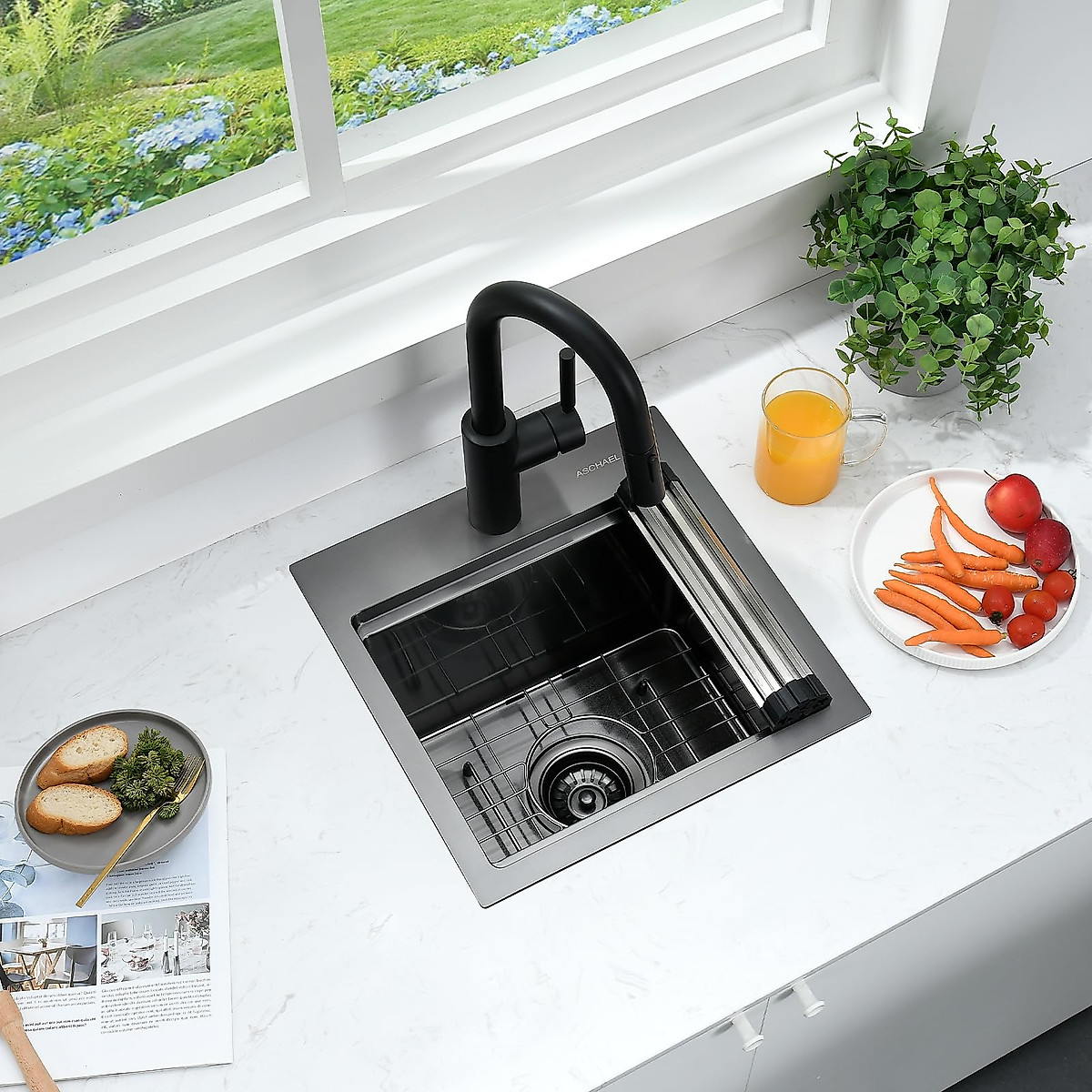 24 Inch Undermount Kitchen Sink, 24x19 Stainless Steel Undermount Workstation Sink 16 Gauge Single Bowl 10 Inch Deep Undermount Sink with Accessories