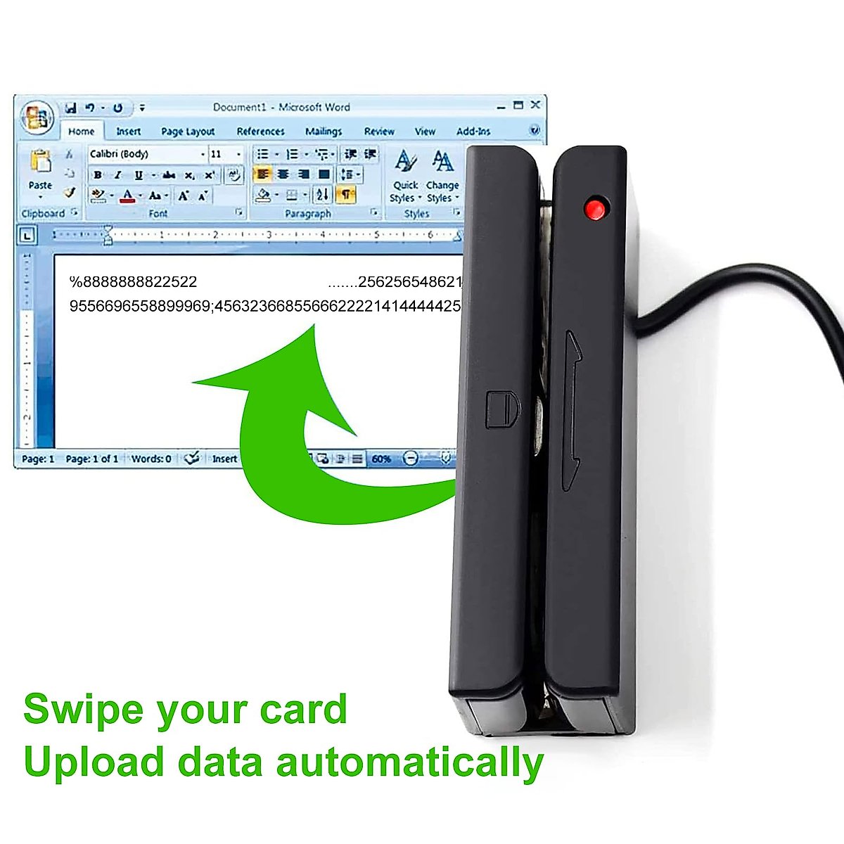 Magnetic Stripe Card Reader USB 3-Track POS Credit Card Reader Swiper Magstripe Swipe Card Reader Membership Card Gift Card Reader Access Control Card Reader Writer