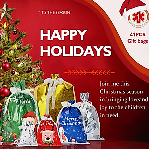 Christmas Gift Bags-41 PCS For Holiday Gift Assorted Sizes Bulk (Large Medium Small)