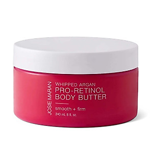 Josie Maran Pro Retinol Argan Oil Body Butter (8oz Unscented) - Vitamin E Skincare Lotion - Hydrating Face Care Cream - Pure Organic Scar Moisturizer Treatment - Natural Stretch Mark Remover Serum
