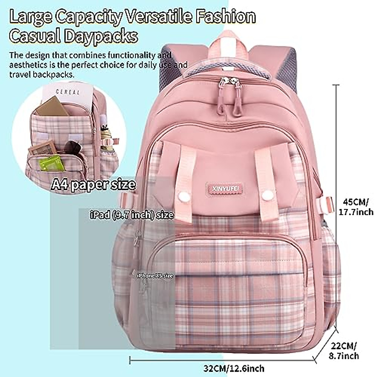 iwhgrmp Casual Backpack Large Capacity Lightweight Daily Use Cute Aesthetic Travel Backpacks Trendy Laptop Daypacks (Purple)