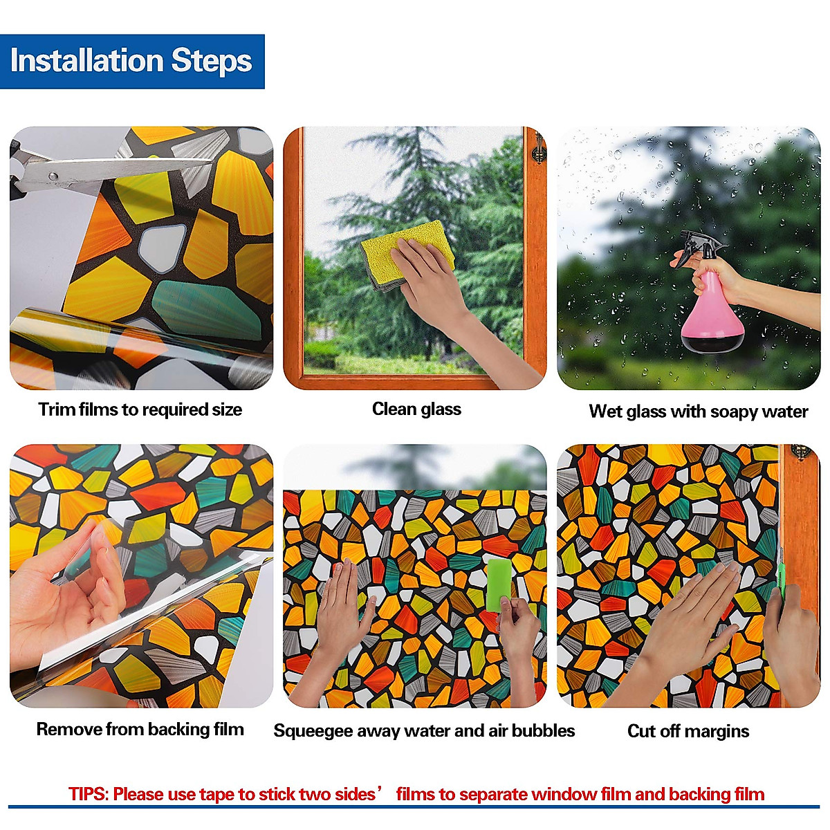 VEELIKE Stained Glass Window Film - Stylish Privacy Solutions
