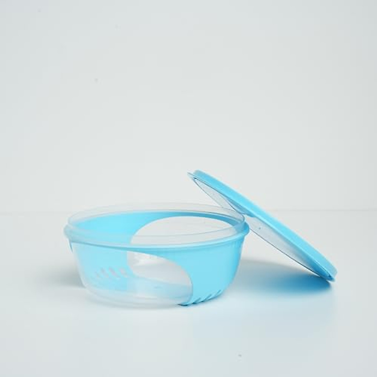 Unica Round Food Container, BPA-free Microwave Bowls with Lids, Airtight Container Serving, Stackable Mixing Bowl Set, Freezer & Dishwasher Safe, Set of 3, Blue, 16 oz, 6.12x6.12x2.54 in