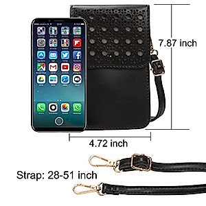 ALUWU Touchscreen Cell Phone Purse Small Crossbody Wallet Bag rfid Mini Pouch Black
