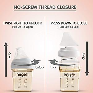 hegen Newborn Baby Bottle Basic Starter Kit- PPSU Bottle for Babies, Medium & Slow Teat- Breast Milk Storage Lids and Secure Seals