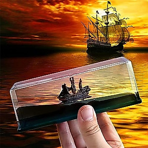 Ksgolif Cruise Ship Fluid Drift Bottle, Unsinkable Boat in a Box, Titanic Cruise Ship Model Liquid Wave Cruise Ship Decoration, Cruise Ship That No Longer Sinks Toy, for Car Display Cases & Gifts-E
