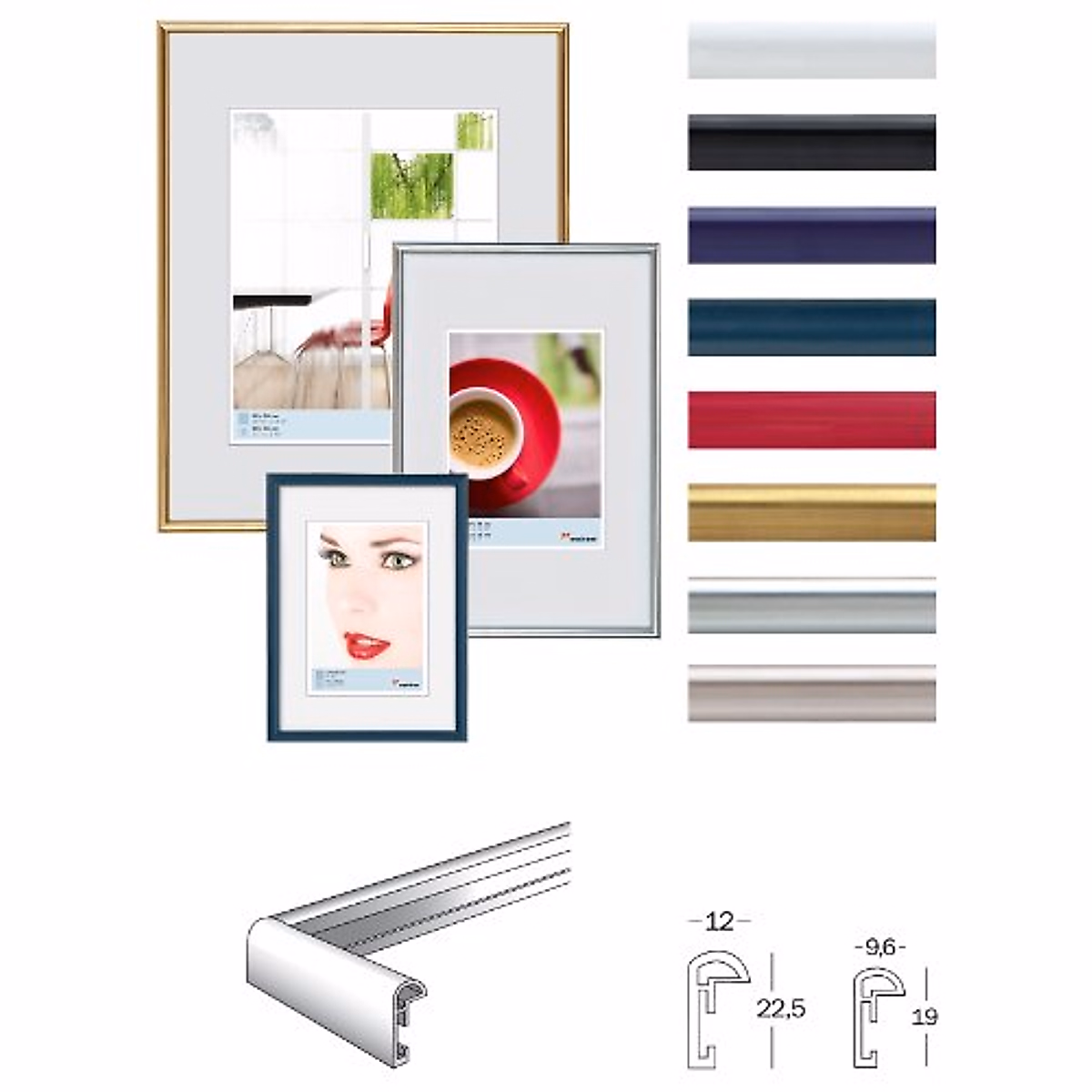 Walther Design KB550H Galeria Picture Frame, 19.75 x 19.75 inch (50 x 50 cm), Black