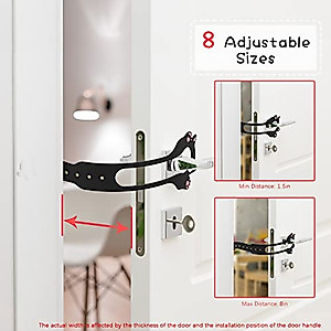 Cat Door Latch Holder,【8 Adjustable Sizes】 Stronger Flex Cat Door Stopper, Keep Door Open 1.5" to 8", Let's Cats in and Keeps Dogs Out of Litter & Food, No Tool Required & No Wall Damage