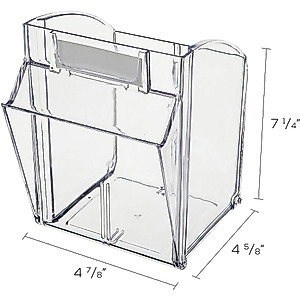 deflecto Tilt Bin Interlocking Multi-Bin Storage Organizer, 4 Sections, 23.63" X 6.63" X 8.13", Black/Clear