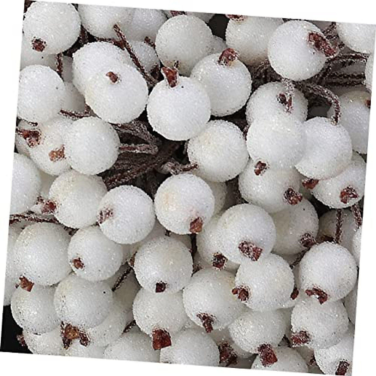 DECHOUS 200pcs Mini Christmas Frosted Fruit Holly Frosted Fruit Frosted Berry Glass Bead Artificial Flower White