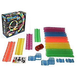 Mindscope Twister Tracks Trax 360 Loop 13' (feet) of Neon Glow in The Dark Track with One LED Light-Up Race Series Car