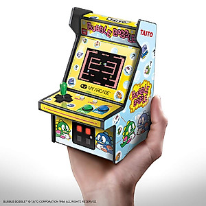 My Arcade Micro Player Mini Arcade Machine: Bubble Bobble Video Game, Fully Playable, 6.75 Inch Collectible, Color Display, Speaker, Volume Buttons, Headphone Jack, Battery or Micro USB Powered