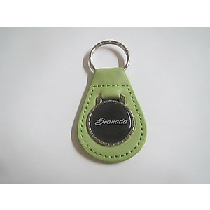 1975 1976 1977 1978 1979 1980 1981 1982 GRANADA SCRIPT LOGO LEATHER KEYCHAIN - GREEN