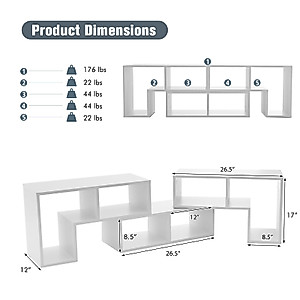 LOKO 3 Pieces Cube TV Stand, Modern Entertainment Center for up to 65 Inch TV, Minimalist TV Console Table, Free Combination Storage Bookcase Shelf for Living Room or Bedroom (White)