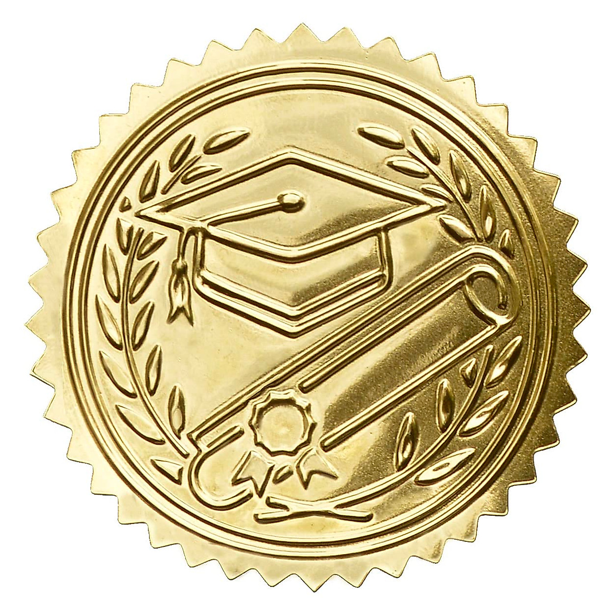 Embossed Graduation Cap Gold Certificate Seals Diplomas Gold foil Seals, 2”,100 Count