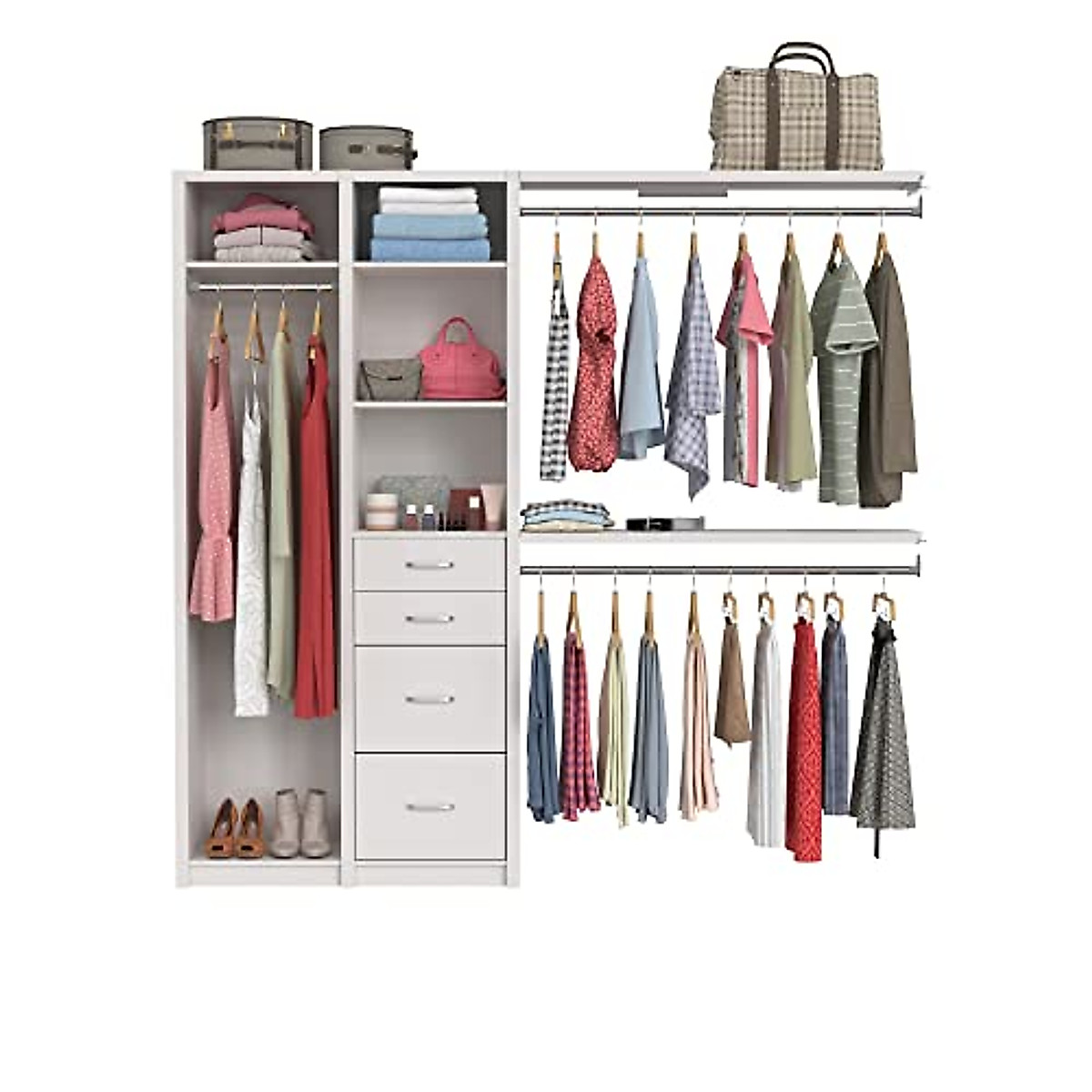 ClosetMaid 6105140 SpaceCreations 52" - 87" Wood Closet Organizer Kit, Classic White