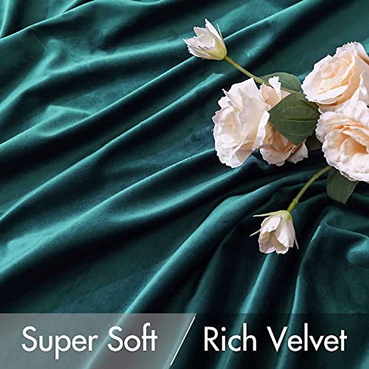 MIULEE Velvet Curtains Luxury Blackout Curtains for Bedroom Living Room Thermal Insulated Christmas Home Decor Super Soft Window Drapes Rod Pocket & Back Tab, Emerald Green, W52 x L72 inches, 2 Panels