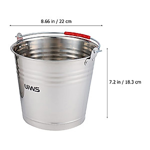 Zerodeko Stainless Steel Bucket Galvanized Bucket with Lid Industrial Bucket Circle Vase Galvanized Buckets Portable Water Kettle Dog Kennel Bucket Baby Metal Plastic Wastebasket