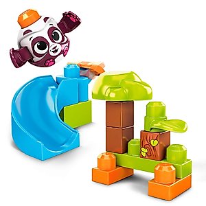 Mega Bloks Peek A Blocks Panda Slide with Big Building Blocks, Building Toys for Toddlers (14 Pieces)
