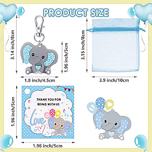 40 Sets Baby Shower Favors for Boys, Guests Gifts Including Elephant Keychains Decorations, Drawstring Bags, Thank You Cards