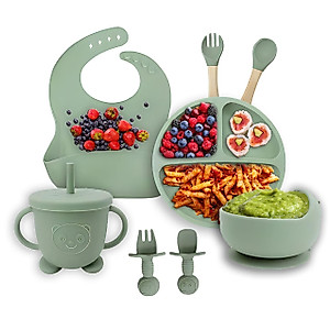 Silicone Baby Feeding Set for Babies and Toddlers, Children Tableware, Kids Dining, Microwave & Dishwasher Friendly, Design for Picky Eaters, Baby Utensils, Toddler Feeding Supplies, Gift for Parents