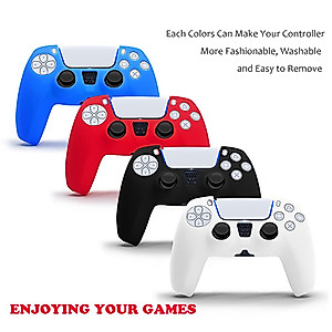 Pink PS5 Controller Skin, Peziang Ergonomic Anti-Slip Soft Ultra-Thin Silicone Protective Cover Gamepad Case for Play Station 5 DualSense Wireless Controller with 2 Cute Thumb Grip Caps