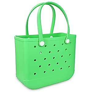 futaiphy Medium Beach Bag Rubber Tote Bag, Durable Open Tote Bag with Holes for Sports Beach Pool Sports