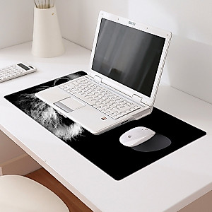 Qisan Large Gaming Mouse Pad Extended Size Mousepad for Computer Desktop PC Laptop 31.5"x11.8"x0.15" Keyboard Pad Desk Pad with Anti-Slip Rubber Base Large Desk Mat for Keyboard and Mouse-Lonely-Lion