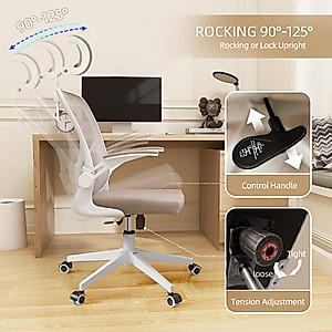 Monhey Adjustable Ergonomic Office Chair – Lumbar Support, 2D Armrests, Heavy-Duty Metal Base, Comfortable Khaki Design