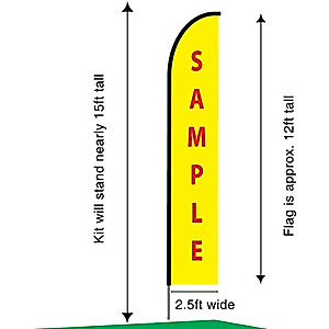 Dispensary Sign - Feather Flag Swooper Banner Pole Kit Outdoor Business Advertising Display, 15ft