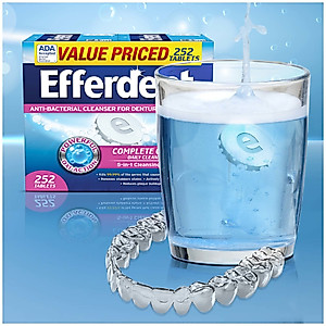 Efferdent Denture Cleanser Tablets, Complete Clean, Tablets, Multicolor, 252 Count