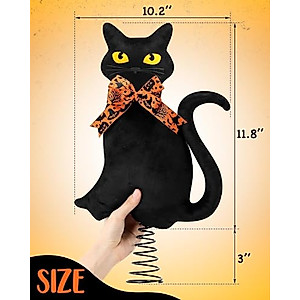 Black Cats Christmas Tree Topper with Stand and Changeable Bows Halloween Xmas Tree Ornament Winter Holidays Home Decorations Cat Lovers Gift Ideas