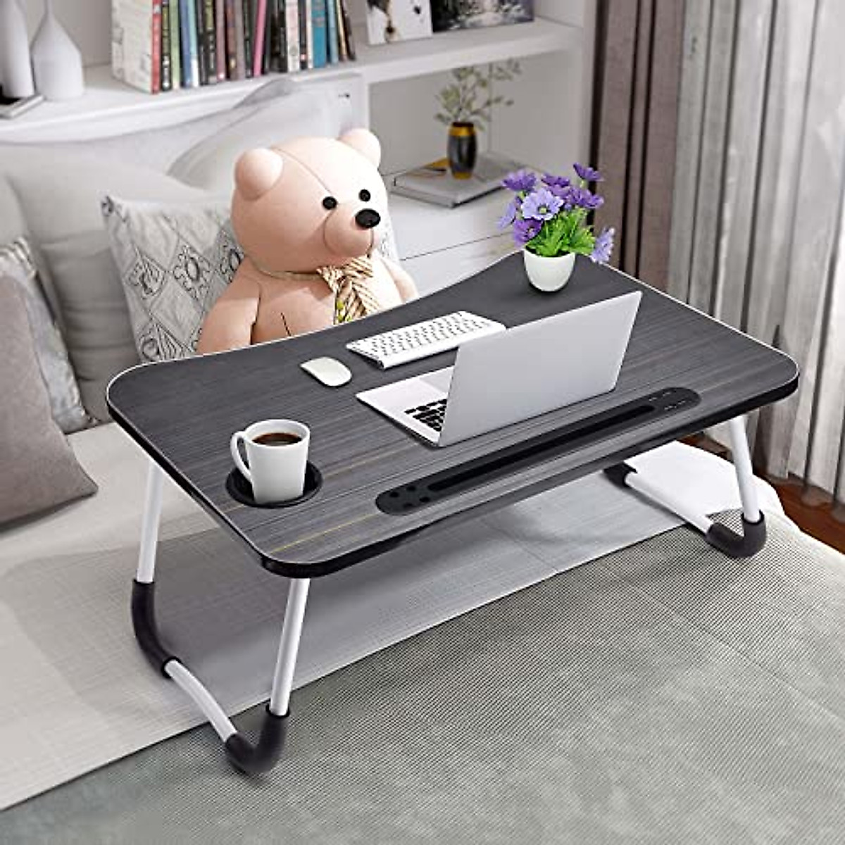 Slendor Laptop Desk Foldable Bed Table Folding Breakfast Tray Portable Lap Standing Desk Notebook Stand Reading Holder for Bed/Couch/Sofa/Floor