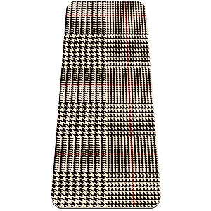 Yoga Mat, Yoga Mats for Home Workout, Workout Mat, Exercise Mats, Pilates Mat, Rustic Houndstooth Plaid Brown Vintage