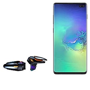 BoxWave Gaming Gear Compatible with Samsung Galaxy S10 Plus - Touchscreen QuickTrigger Auto, Trigger Buttons Autofire Gaming Mobile FPS - Jet Black