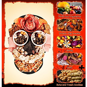 Halloween Charcuterie Boards,Black Skull Serving Trays and Platters, Wooden Cheese Board Candy Bowl Gothic Kitchen Dishes Halloween Party Day of The Dead Decor