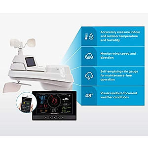 AcuRite Iris (5-in-1) Weather Station Display, Remote Monitoring of Temperature, Humidity, and Wind Speed/Direction (01544M) Wi-Fi Connection for Home (01544), Black
