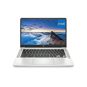 HP 2023 Newest Chromebook 14 Laptop, Intel Quad-Core Processor, 4GB RAM, 64GB eMMC, 14" HD Micro-Edge Display, Ultra Light, 4K Graphics, Anti-Glare, Wi-Fi, Chrome OS, Bundle with JAWFOAL