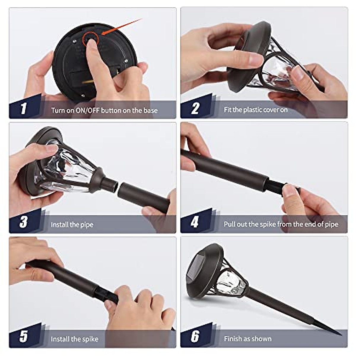 Dynaming 10 Pack Solar Pathway Lights Outdoor, Solar Powered Auto On/Off Garden Decorative Lights, Waterproof Landscape Solar Lights for Lawn Patio Yard Walkway Deck Driveway, Cool White