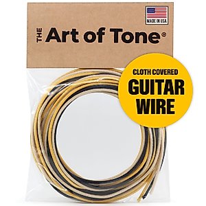 The Art Of Tone Gavitt Cloth Wire, 22 Gauge Guitar Wire, Pushback Wire for Electric Guitar Upgrades Kits, and Wiring Harness, 22awg 7-Strand Pre-tinned Copper Wire 10ft of Each Black/White/Yellow