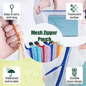 Koogel 12PCS Mesh Zipper Pouches, A4 Size Zipper Pouch for Organizing, Waterproof Zipper Bags Small Zipper Pouch for School Supplies, Office Supplies, Travel Storage
