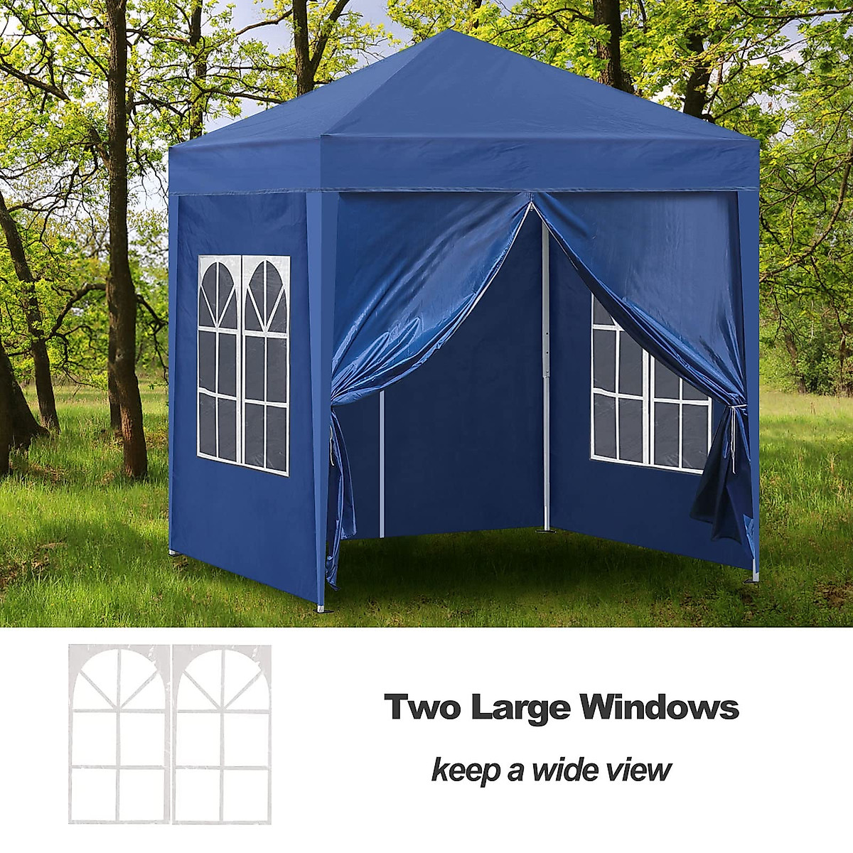 TUKAILAi Portable 10x10ft Pop Up Gazebo, Instant Canopy Water-resistant Anti-UV Shelter with 4 Side Panels & Carry Bag, Steel Frame Tent for Outdoor Camping Party Event Four Seasons (Blue)